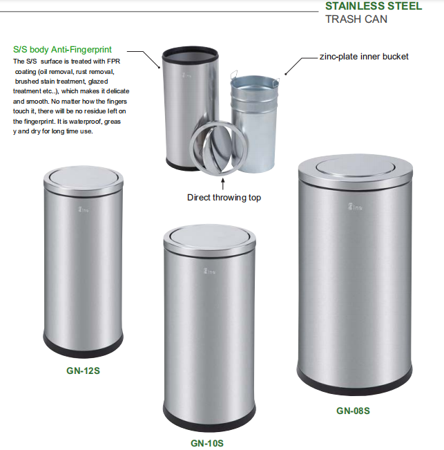 Stainless steel 80L indoor dustbin with lid swing top from China ...